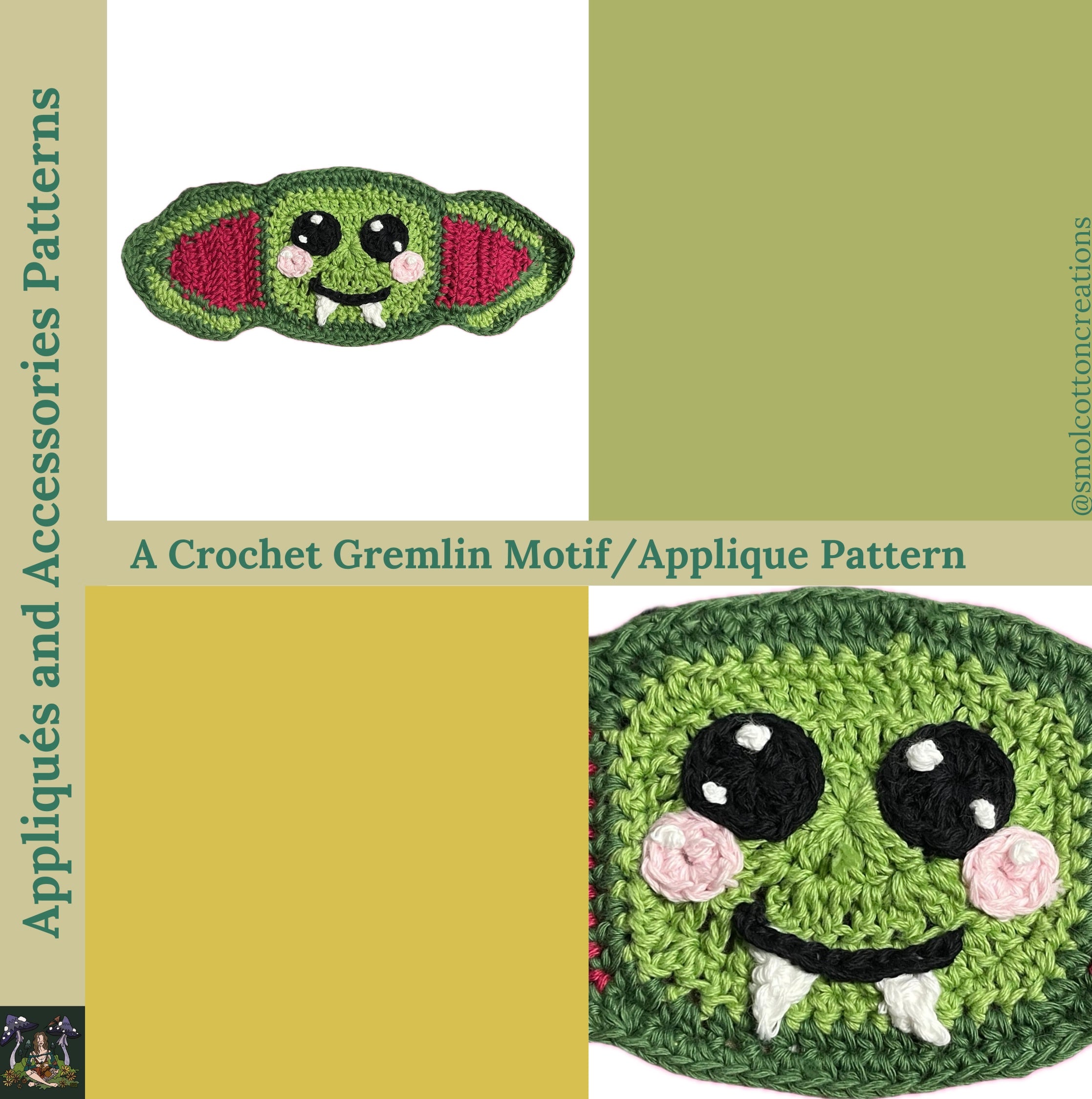 A Crochet Gremlin Appliqué - DIY Crochet Motif PDF Pattern ...