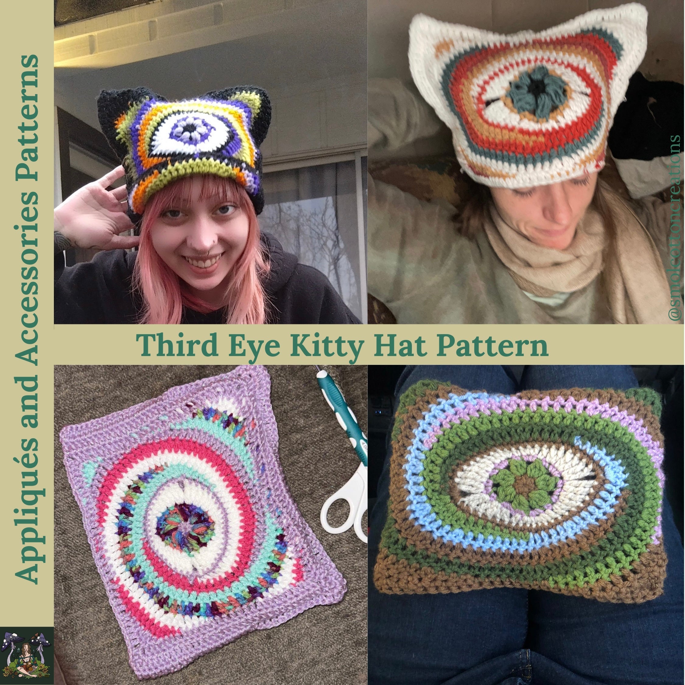 Third Eye Kitty Hat - DIY Crochet Festival Cat Ear Hat VIDEO and PDF P ...