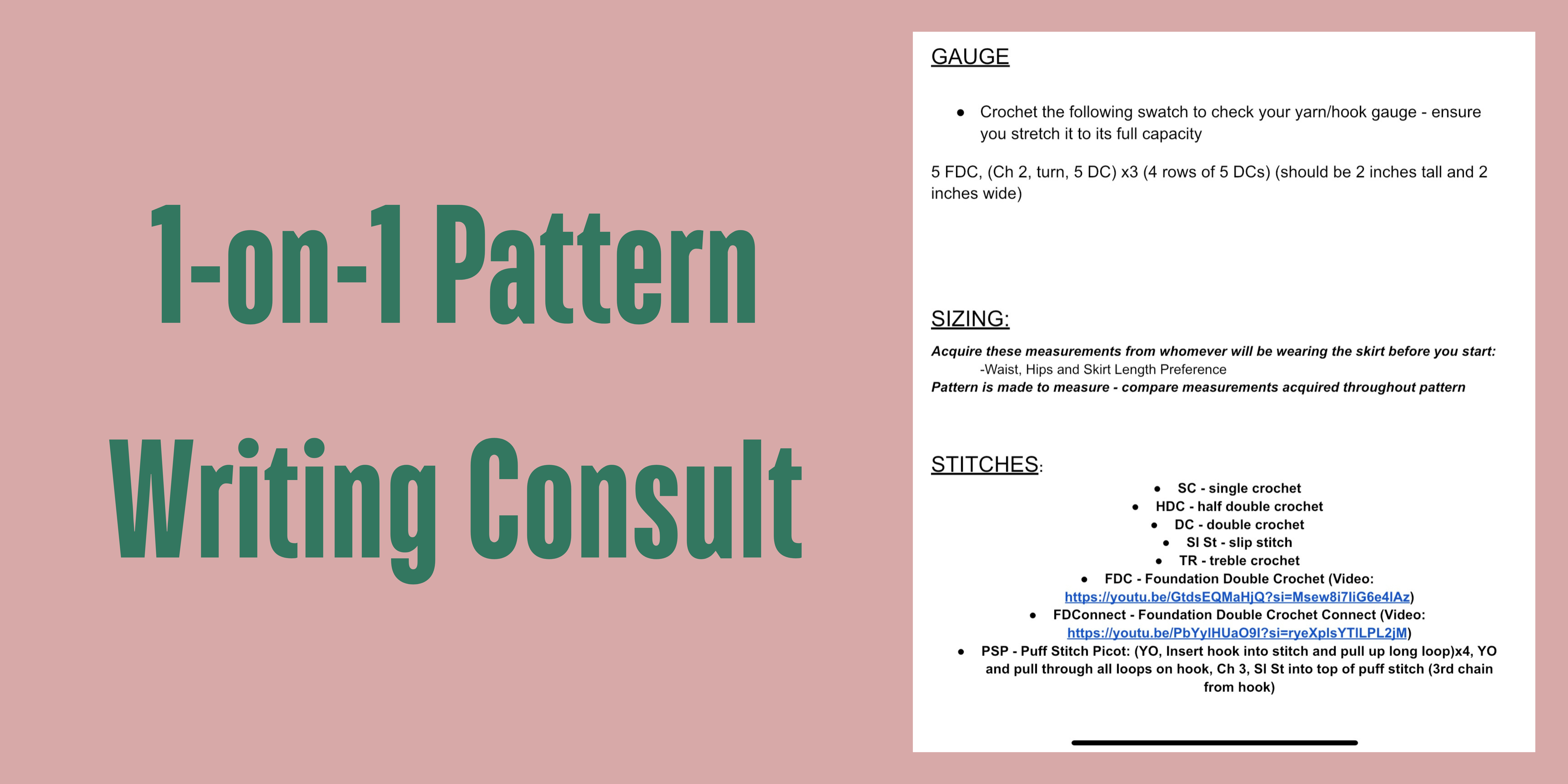 1 Hour Crochet Pattern Writing Consult (zoom meeting) – Smolcottoncreations